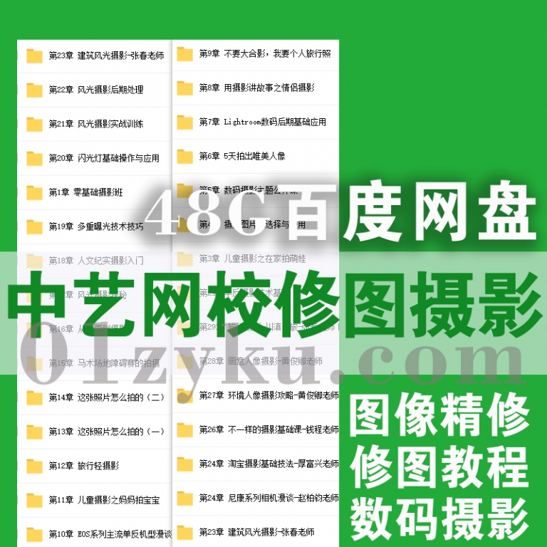 48G中艺网校修图师L1~L9/图像精修L1~L8/数码摄影课程百度网盘资源合集-299素材网